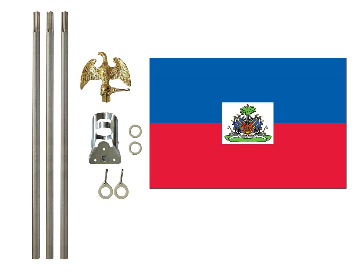 3x5 Polyester Haiti (seal) Flag with 6 foot Pole Kit; Contains a 3x5 ...
