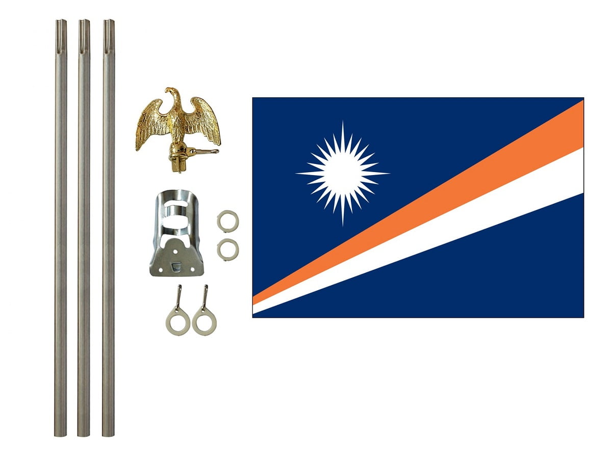 3x5 Polyester Marshall Islands Flag with 6 foot pole Kit; Contains a ...