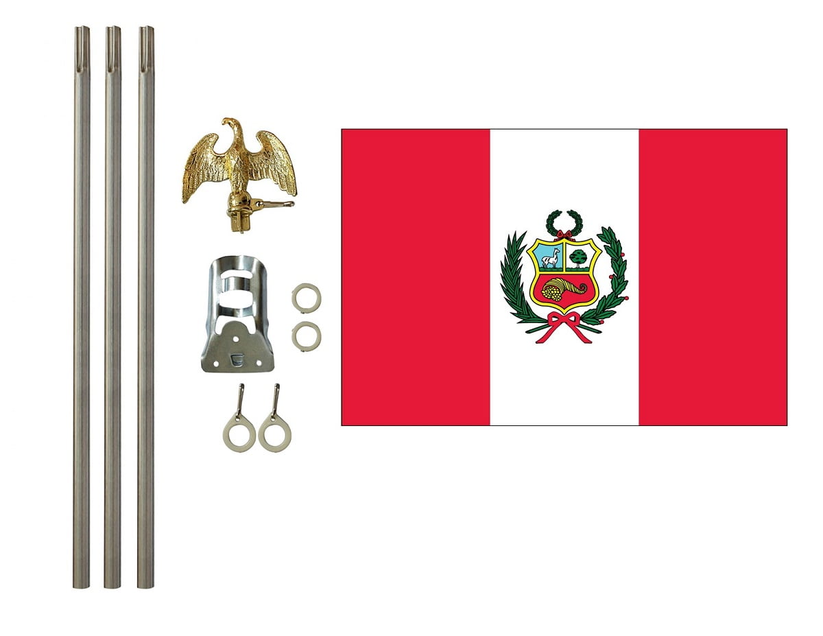 3x5 Polyester Peru (seal) Flag with 6 foot pole Kit; Contains a 3x5 ...
