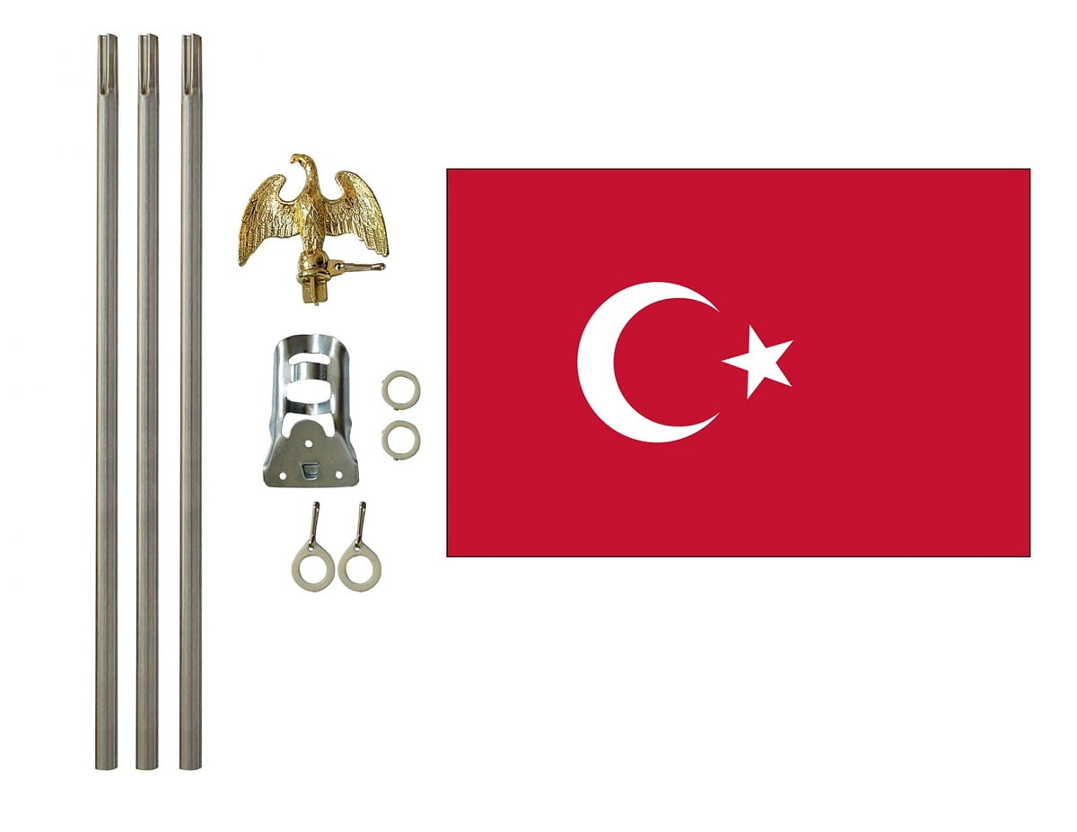 3x5 Polyester Turkey Flag with 6 foot pole Kit; Contains a 3x5 ...