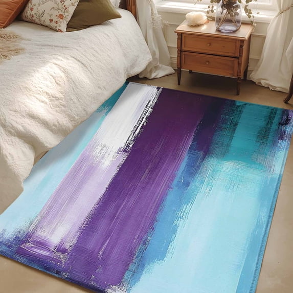 3x5 Purple Teal Ombre Area Rug for Bedroom, Washable Non Slip Low Pile ...