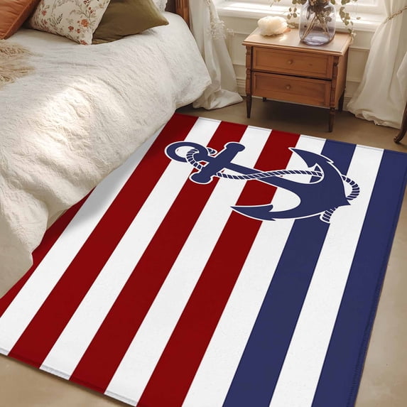 3x5 Red Stripes Area Rug for Bedroom, Washable Non Slip Low Pile Soft ...