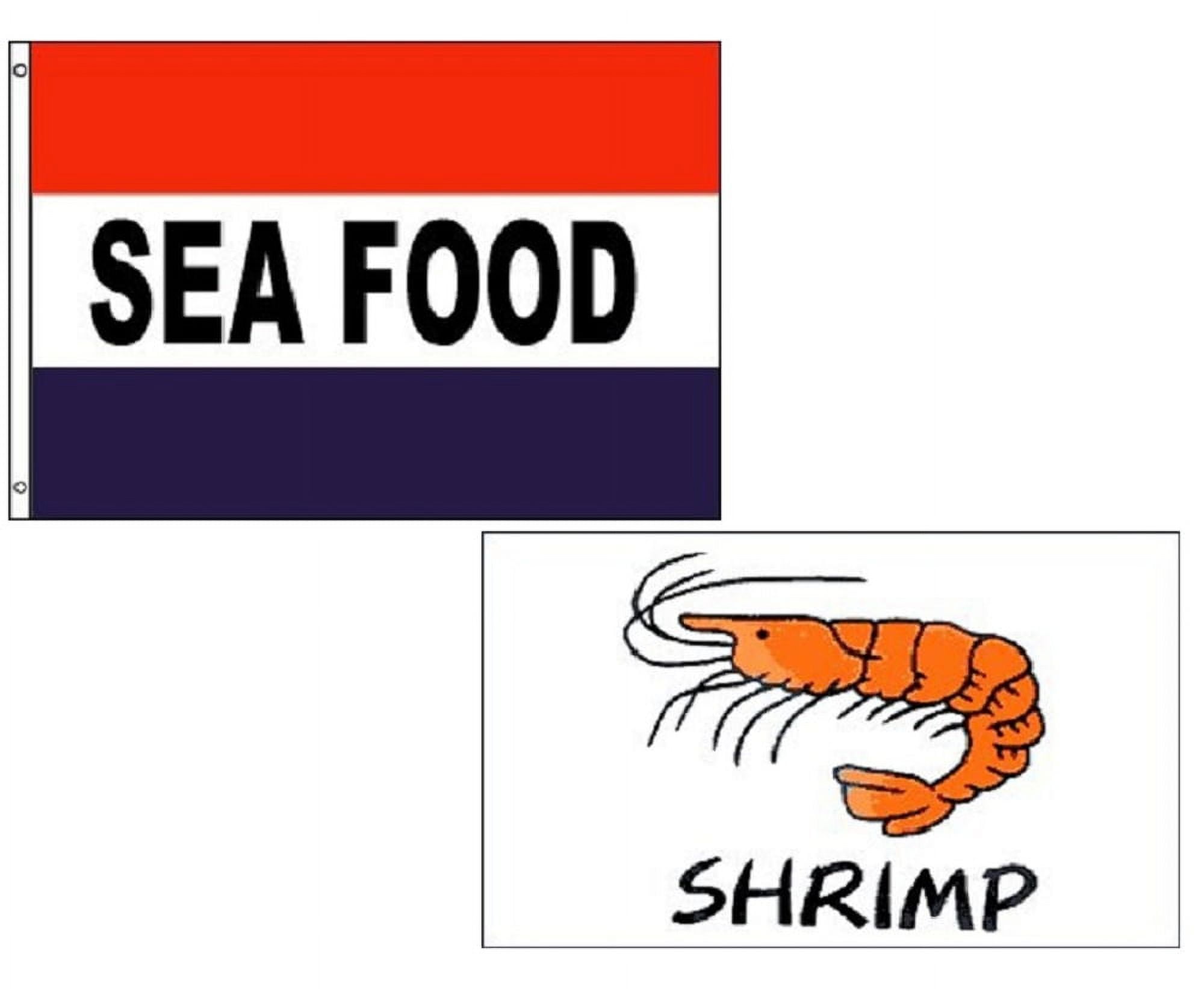 3x5 Seafood Banner And White Shrimp Banner Outdoor Flag Polyester Flag ...