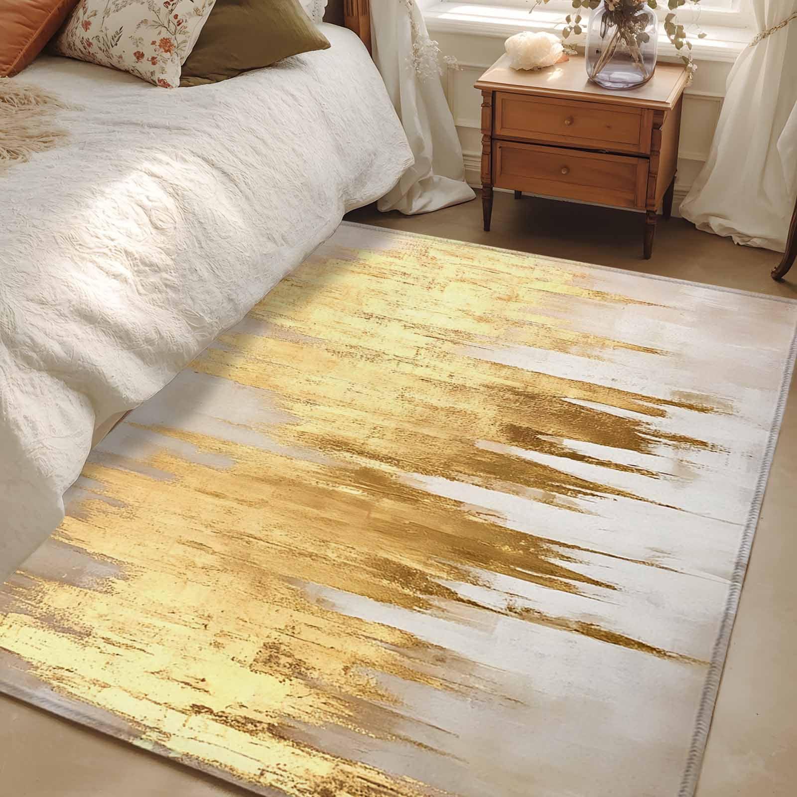 3x5 Simple Style Area Rug for Bedroom, Washable Non Slip Low Pile Soft ...