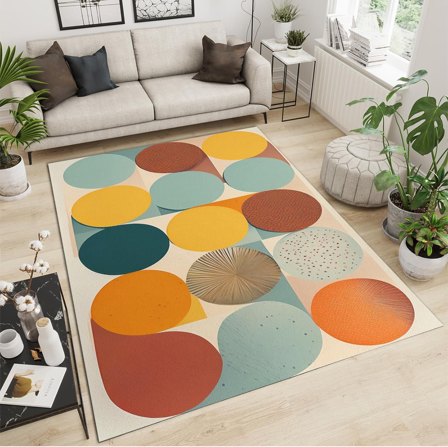 3x5 Small Multicolor Polka Dot Print Area Rug, Modern Art Abstract ...