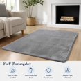 3x5 Solid Plush Shaggy Washable Area Rug for Entryway, Grey Carpet ...
