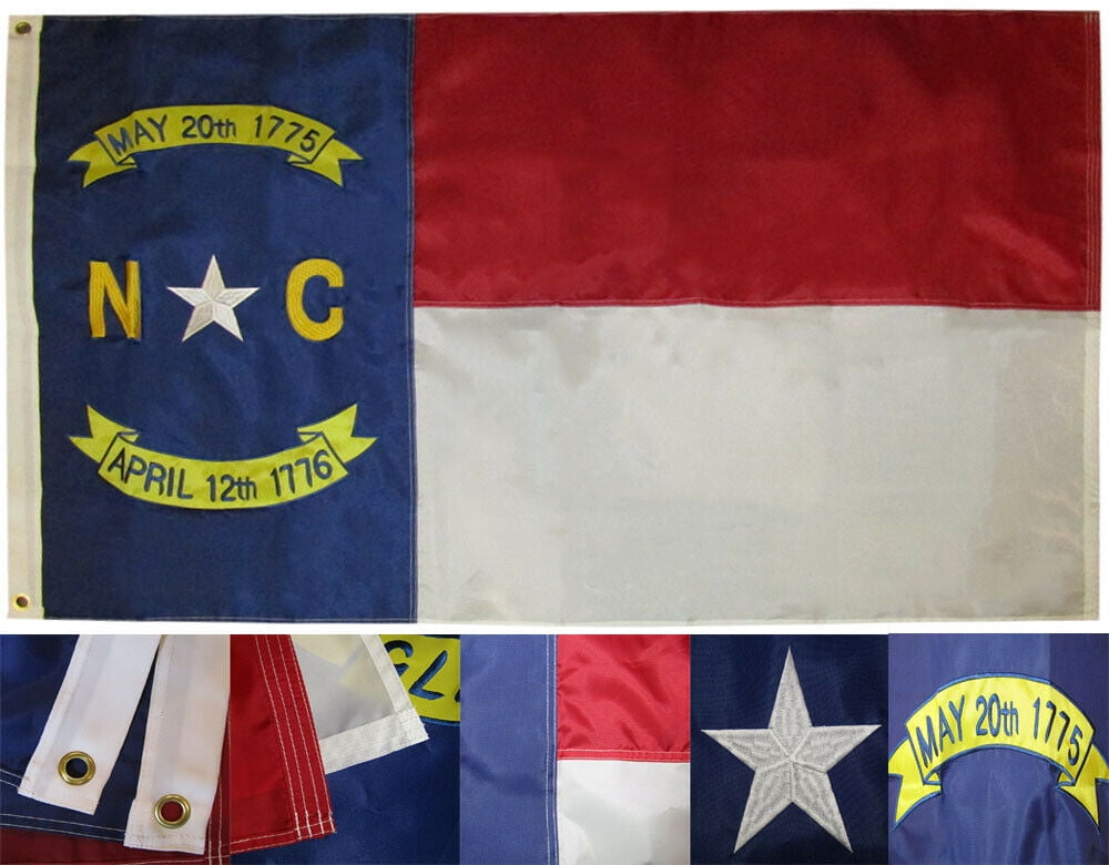 3x5 State of North Carolina 3'x5' Premium 210D Nylon Embroidered Flag ...