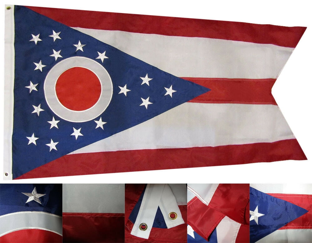 3x5 State of Ohio OH 3'x5' Premium Double Sided 210D Nylon Embroidered ...
