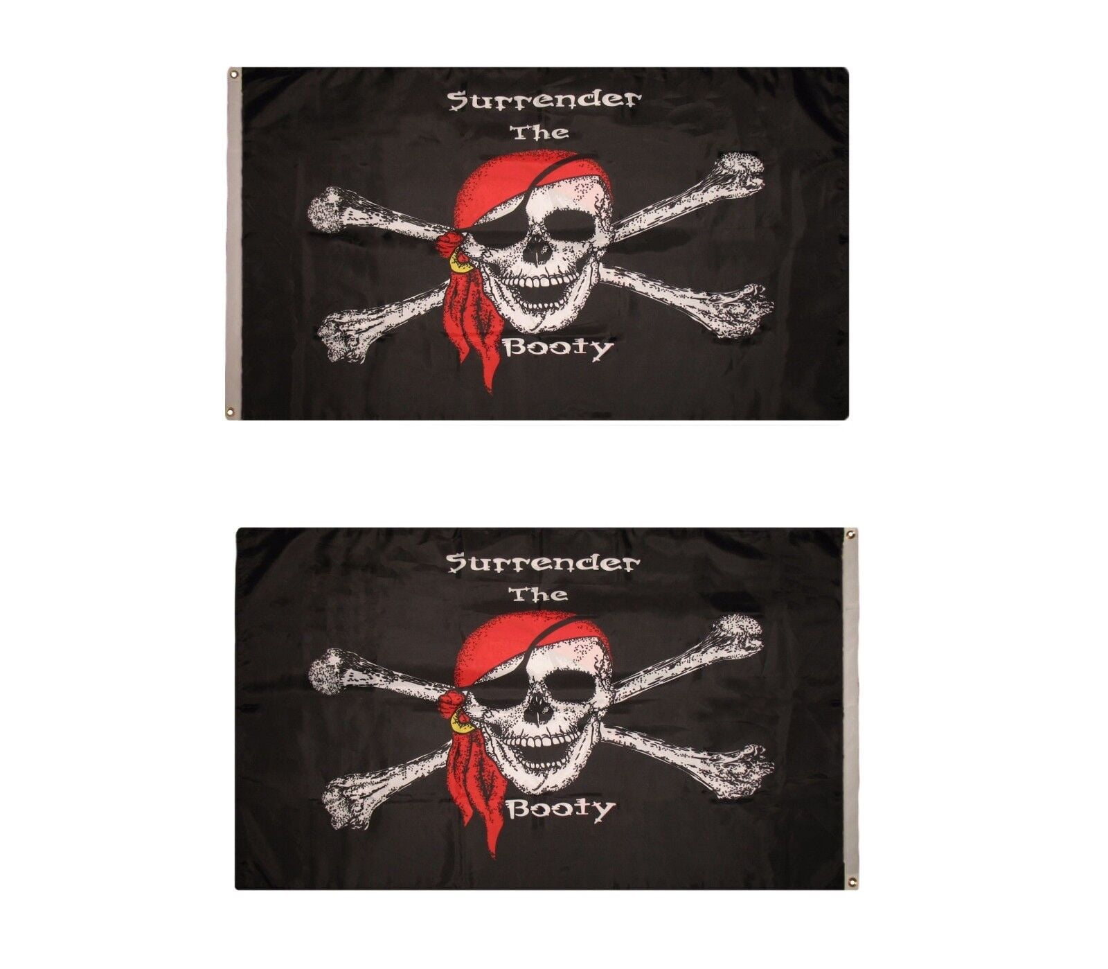 3x5 Surrender the Booty Pirate Double Sided 210D Nylon Flag Gift Set ...