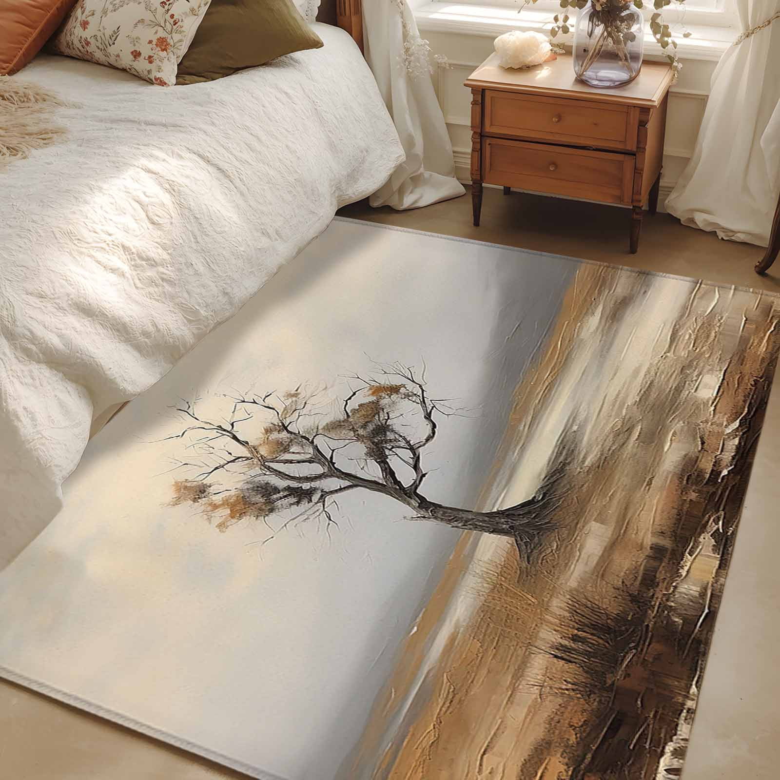 3x5 Tree Branches Area Rug for Bedroom, Washable Non Slip Low Pile Soft ...