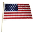 3x5 USA American Flag with 5 Foot Wooden Flag Pole Kit Wall Mount ...