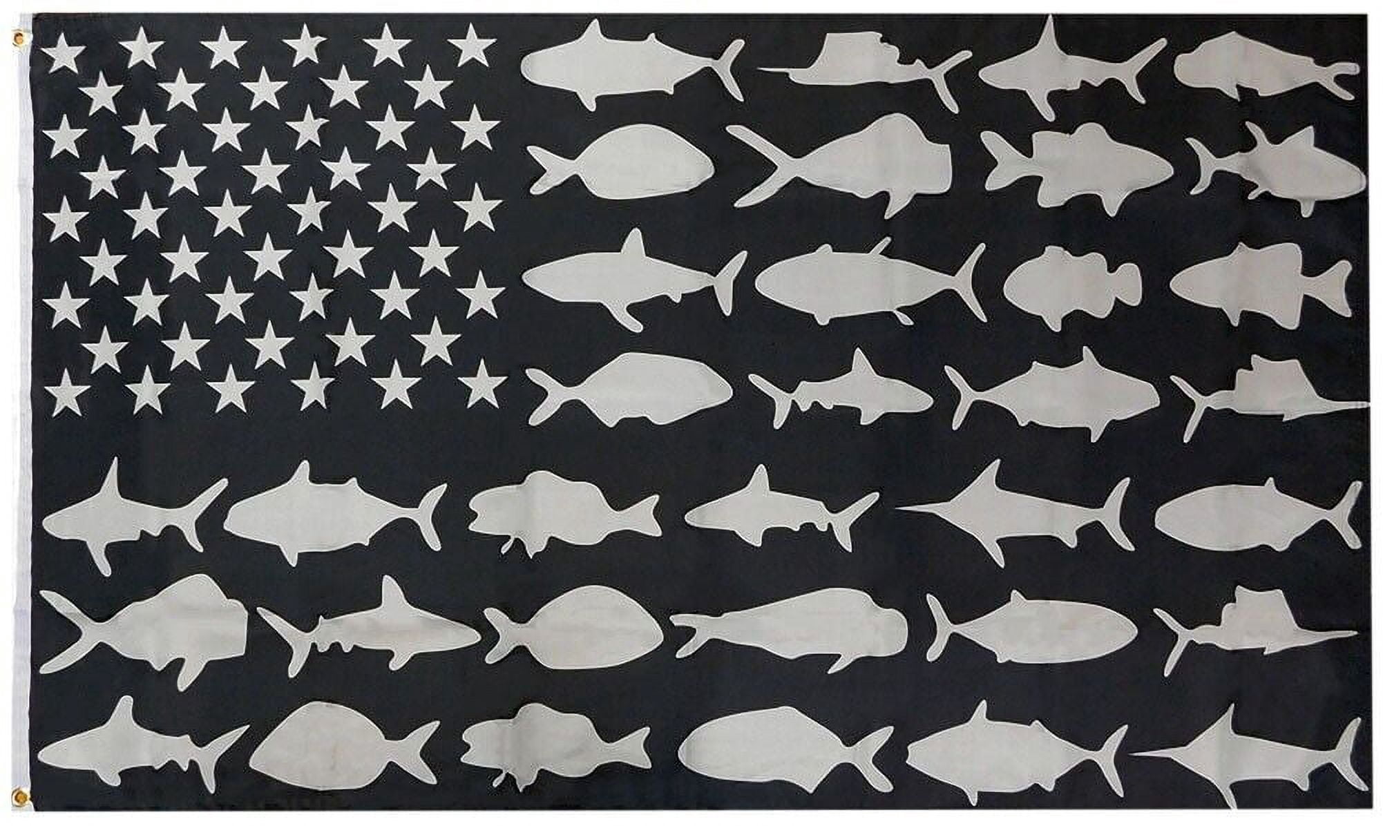 3x5 USA Beach Life Fish SALTWATER FISHING BOAT Blackout 100D BLACK Flag ...