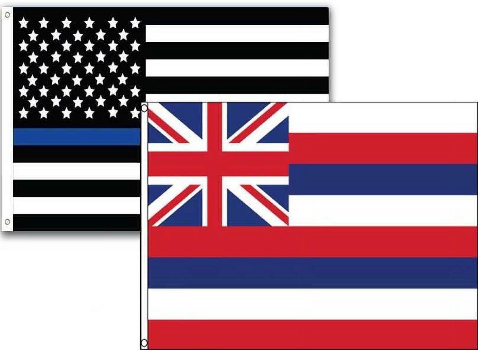 3x5 USA Police Blue Hawaii State 2 Pack Flag Wholesale Set Combo 3'x5 ...