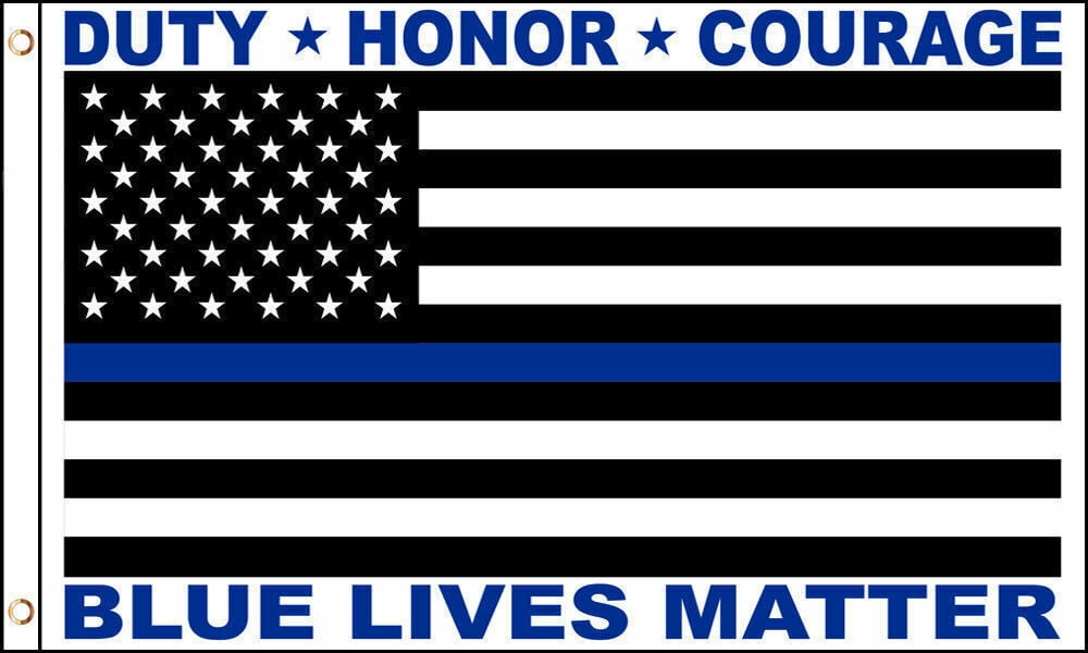 3x5 USA Police THIN Blue Line Duty Honor Courage Blue Lives Matter 100D ...