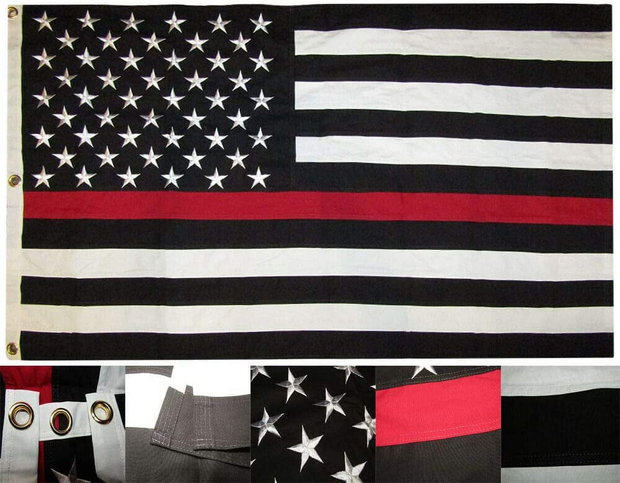 3x5 USA Thin Red Line Fire Department 100% Cotton Flag 3'x5' Banner ...
