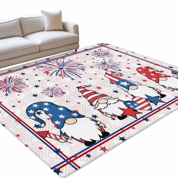 3x5 Washable Area Rugs,Independence Day Patriotic Gnomes Non-Slip Ultra ...