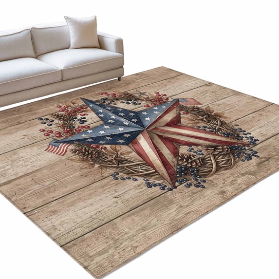 3x5 Washable Area Rugs,Independence Day USA Flag Star Non-Slip Ultra ...