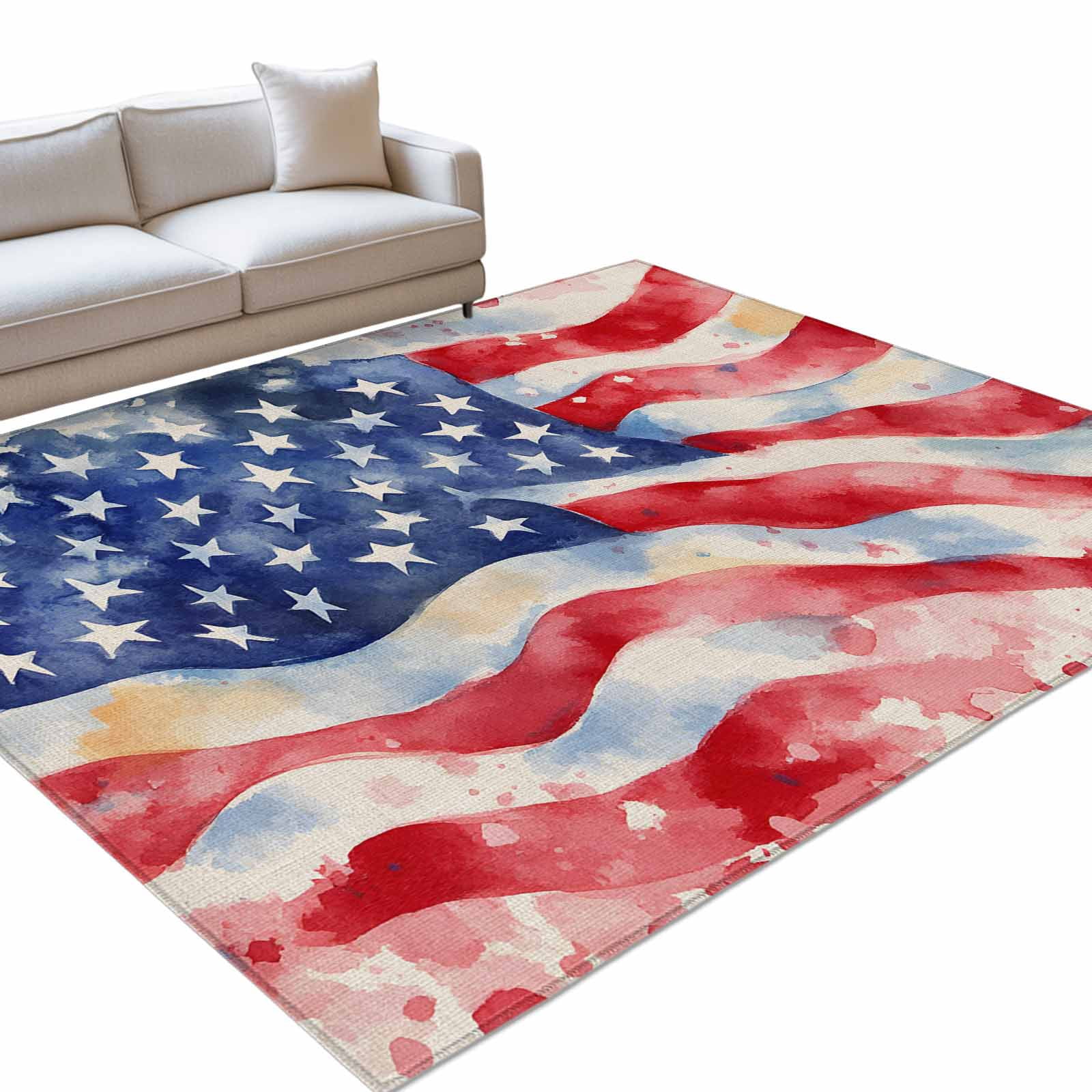 3x5 Washable Area Rugs,Independence Day Watercolor Old Glory Non-Slip ...
