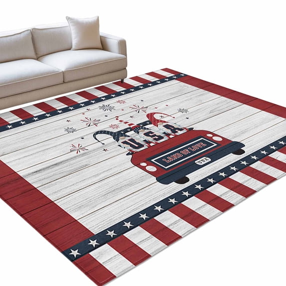 3x5 Washable Area Rugs,USA Flag Gnomes and Truck Load of Love Non-Slip ...
