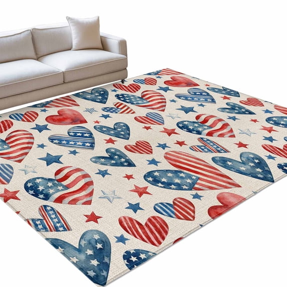 3x5 Washable Area Rugs,USA Flag Star Love Heart Non-Slip Ultra Soft Rug ...