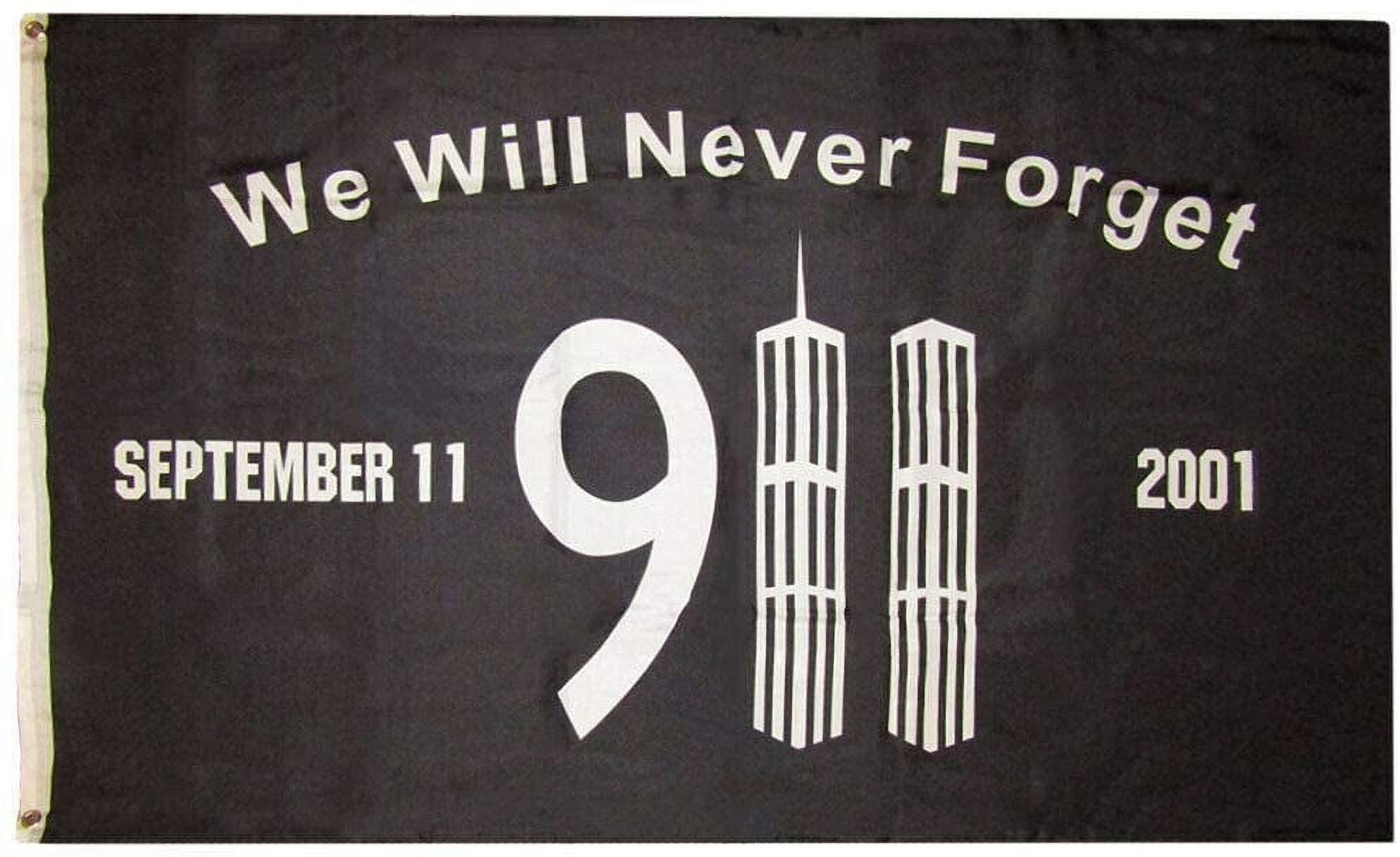 3x5 We Will Never Forget 911 Memorial Black Oxford Polyester Flag ...