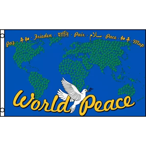 3x5 World Peace Sign Earth Globe Dove blue flag 3'x5' house banner ...