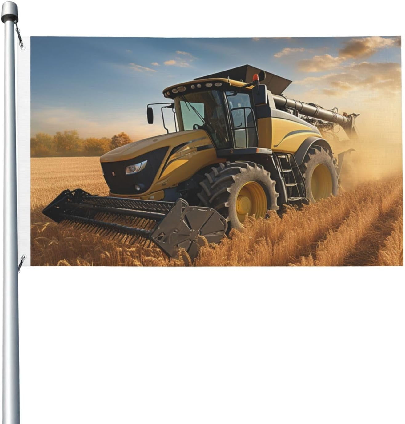 3x5 ft Flags Flag Outside Yard Flag Farm Tractor Harvester Funny Garden ...