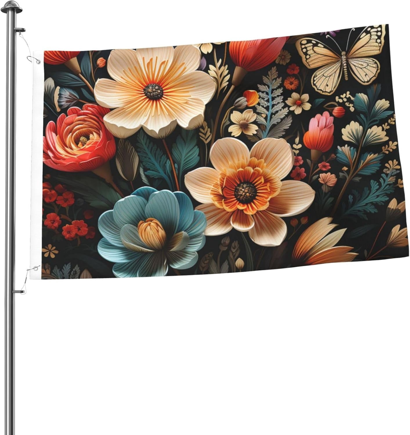 3x5 ft Flags Flag Outside Yard Flag Floral pattern Funny Garden Flag ...