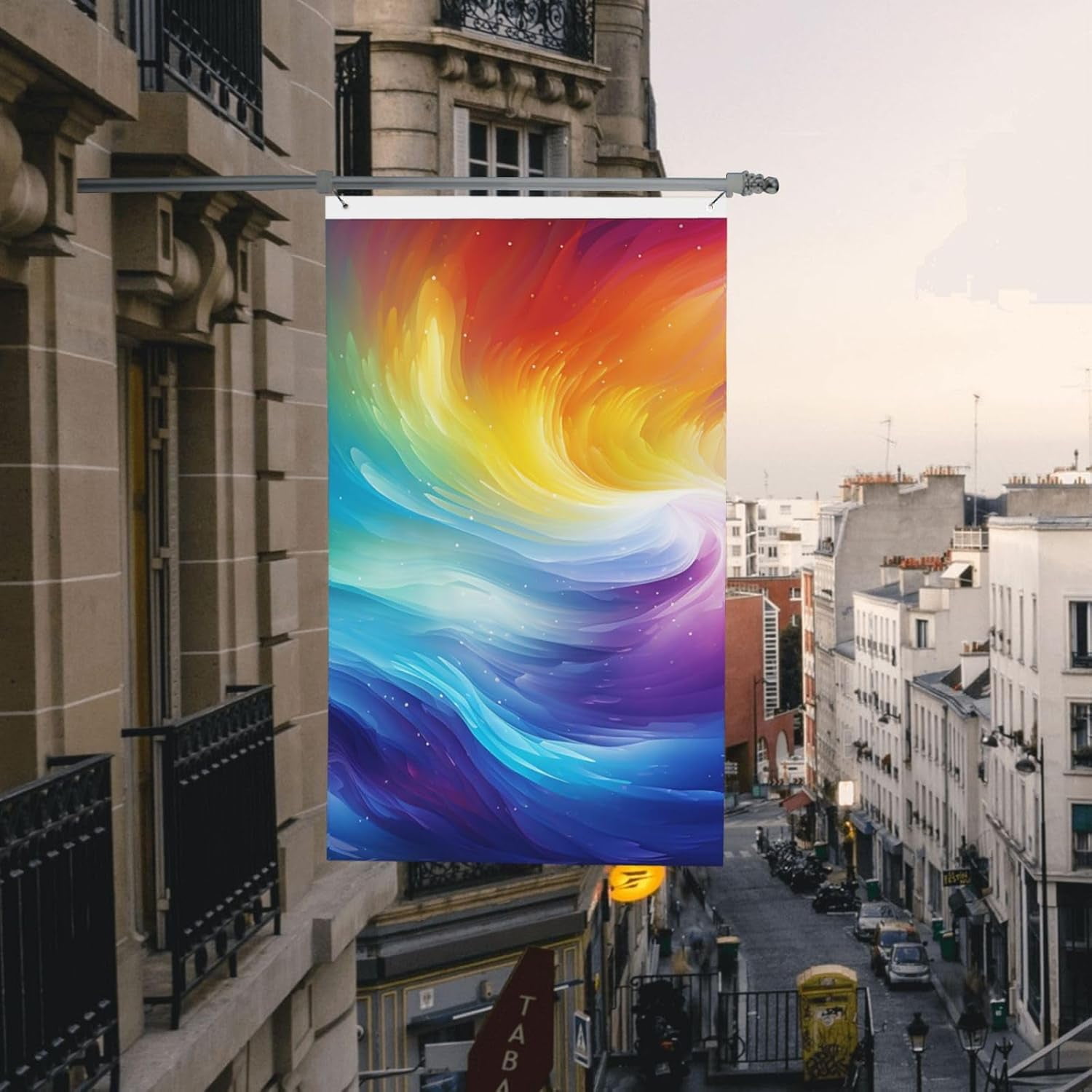 3x5 ft Flags for Outside Funny Banner Garden Flag Rainbow background Print Welcome Yard Banners ...