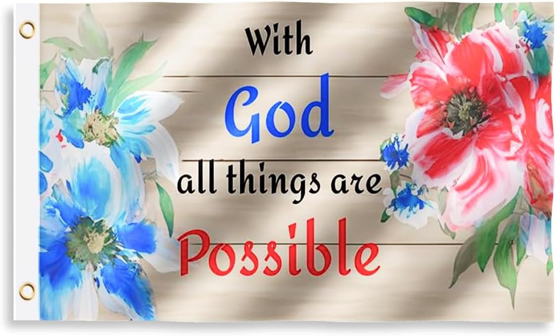 3x5 ft with God all Things are Possible Spring Decorative Flag Banner ...
