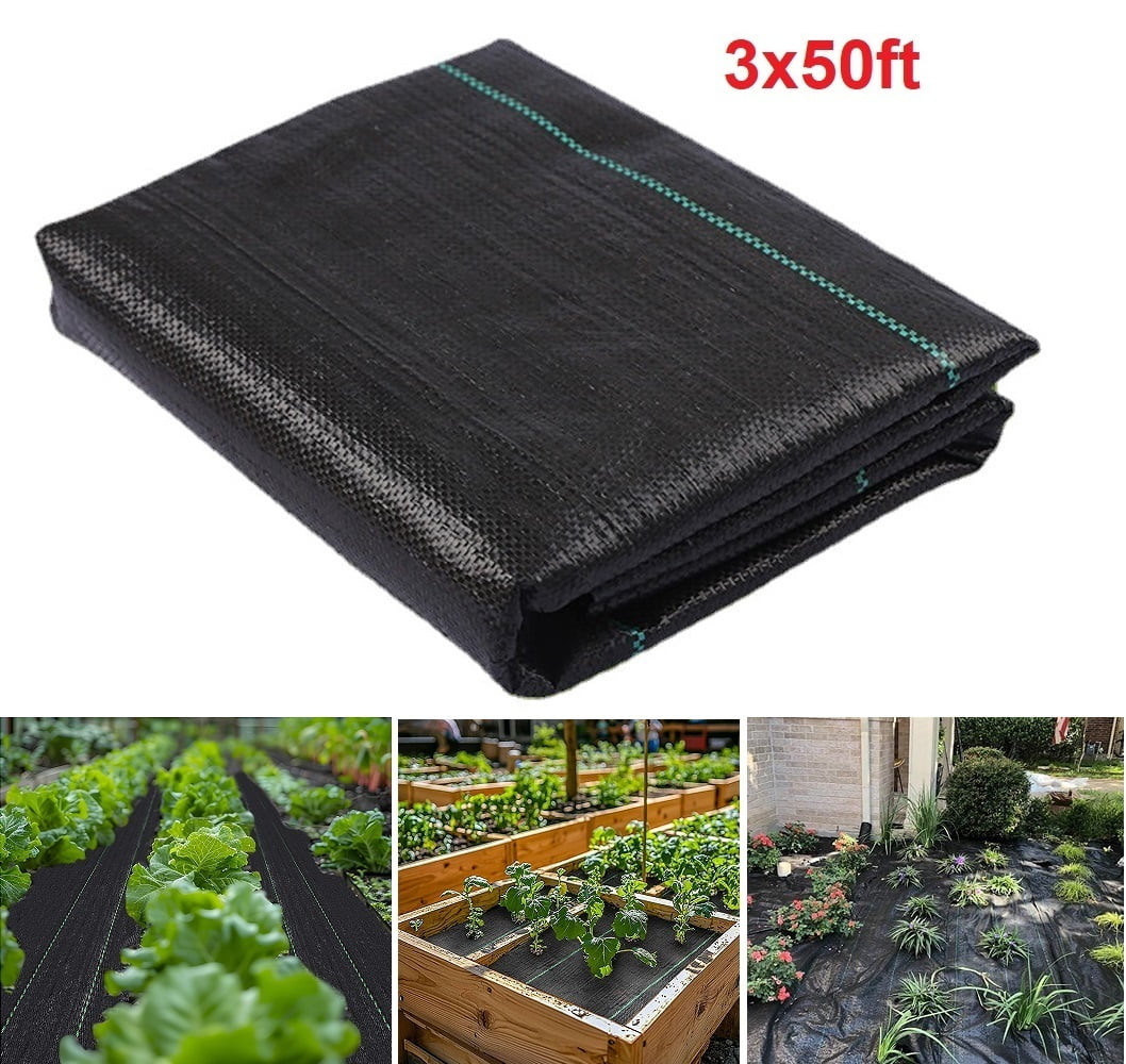 3x50ft Weed Barrier Landscape Fabric, Heavy Duty 3.2oz Ground Cover ...