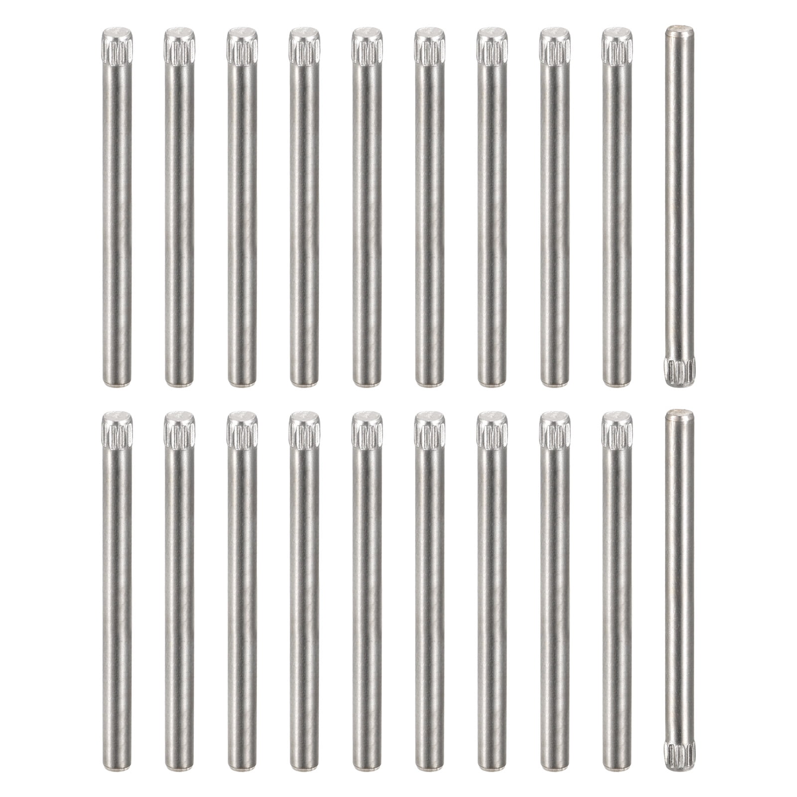 3x50mm 304 Stainless Steel Dowel Pins, 20 Pack Knurled Head Flat End ...