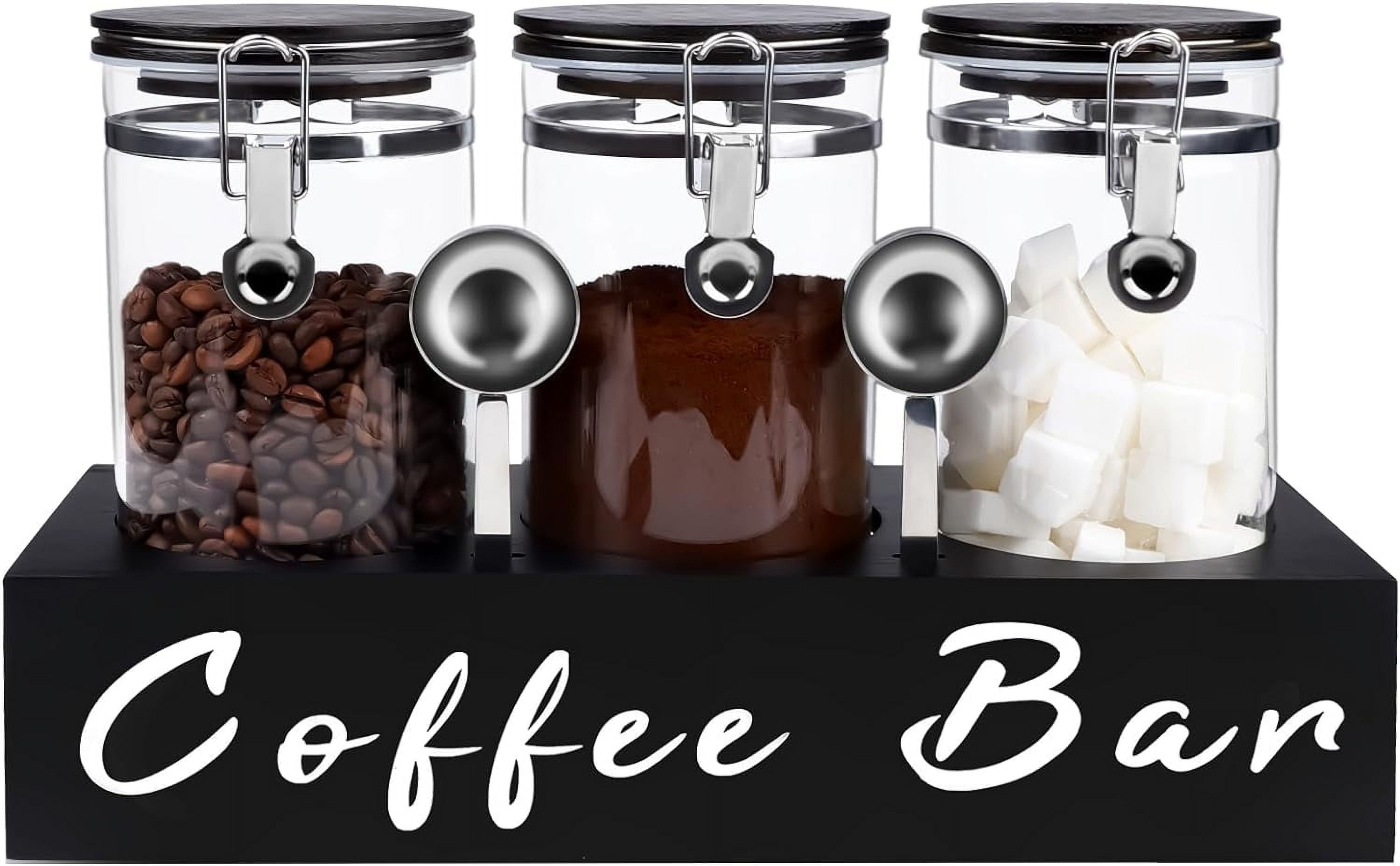 3x54 oz Glass Coffee Bean Storage Container with Shelf 3PCS Glass ...