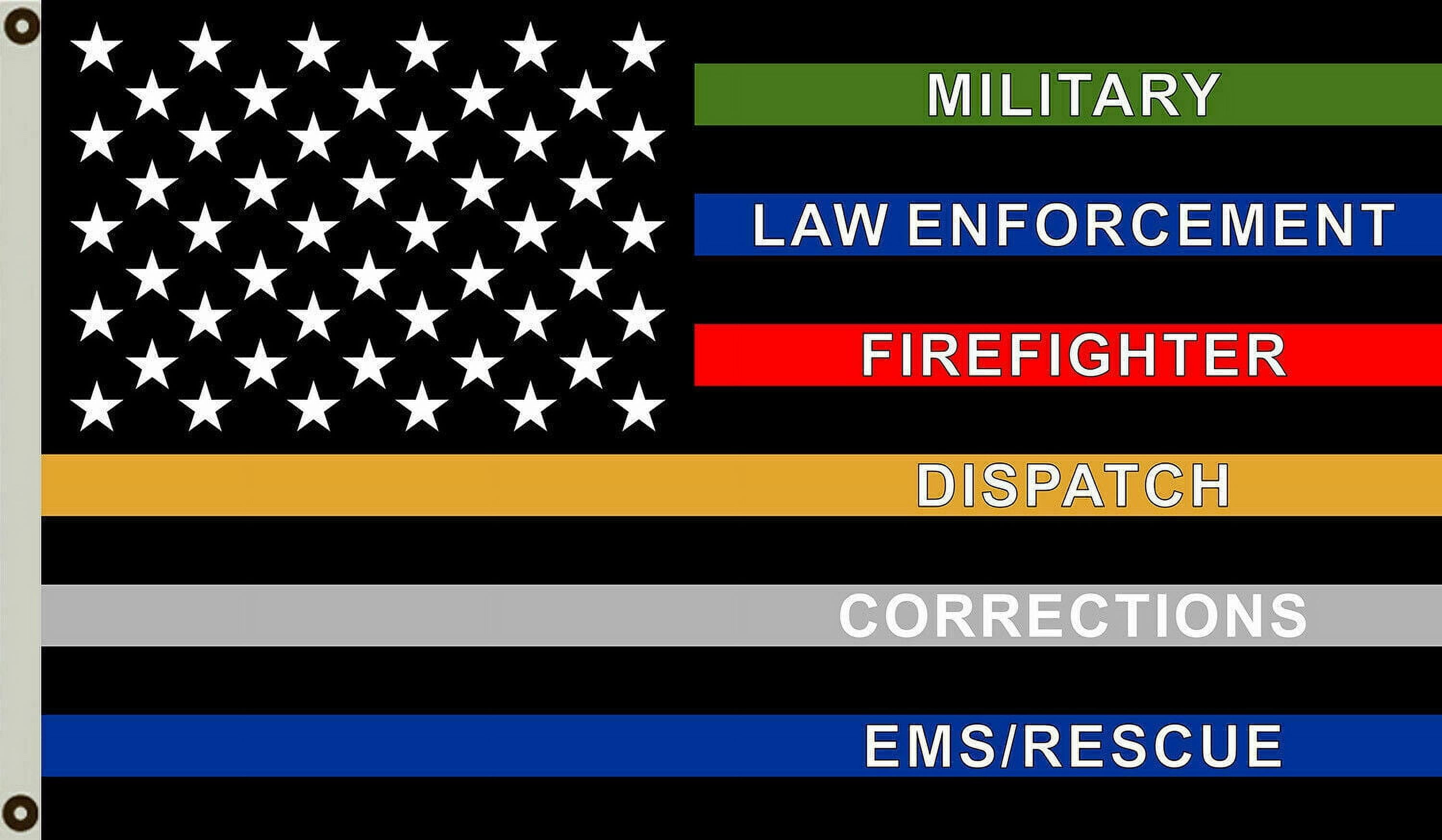 3x5FT Salute Thin Multi Line Flag Military Police Fire Corrections ...