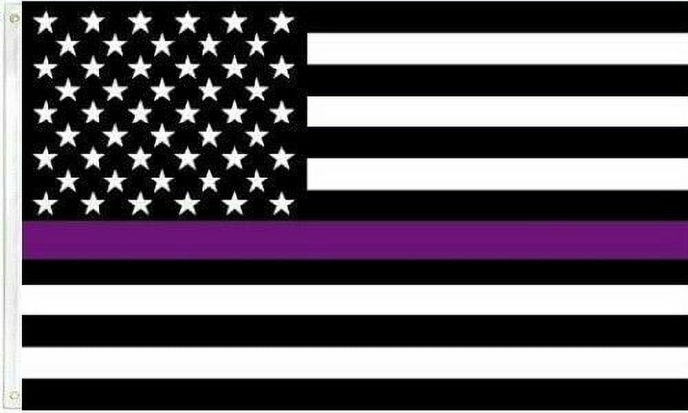 3x5FT USA Thin PURPLE Line Flag SUBSTANCE AWERENESS DRUG USEN AWARENESS ...