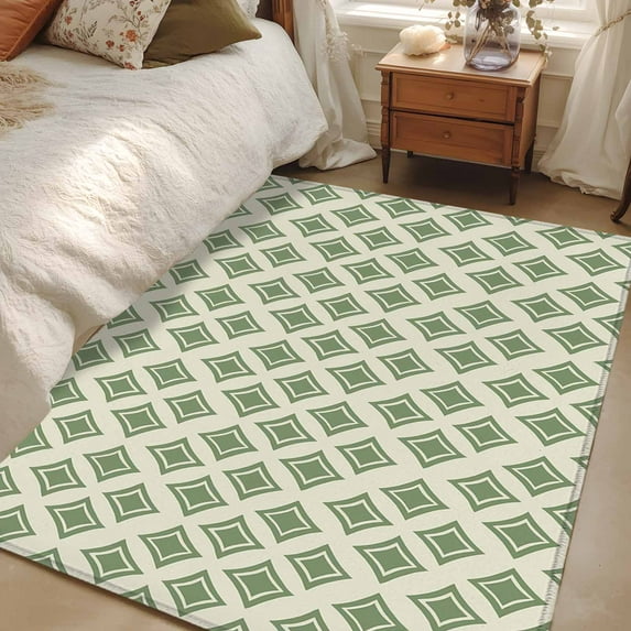 3x5Ft Area Rugs, Abstract Green Non-Skid Rubber Backing Large Rectangle ...