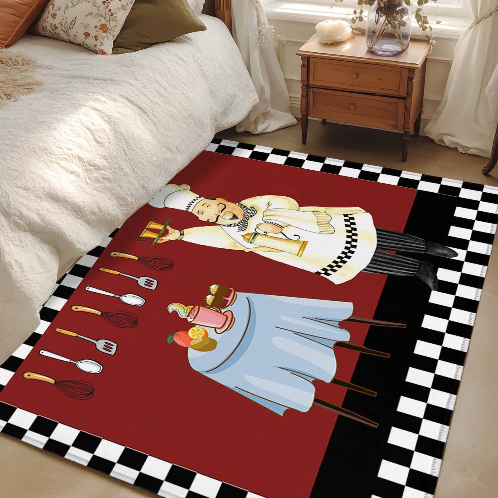 3x5Ft Area Rugs Fat Chef Non-Skid Rubber Backing Large Rectangle Rugs ...