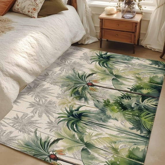 3x5Ft Area Rugs, Summer Tropical Leaves Non-Skid Rubber Backing Large ...