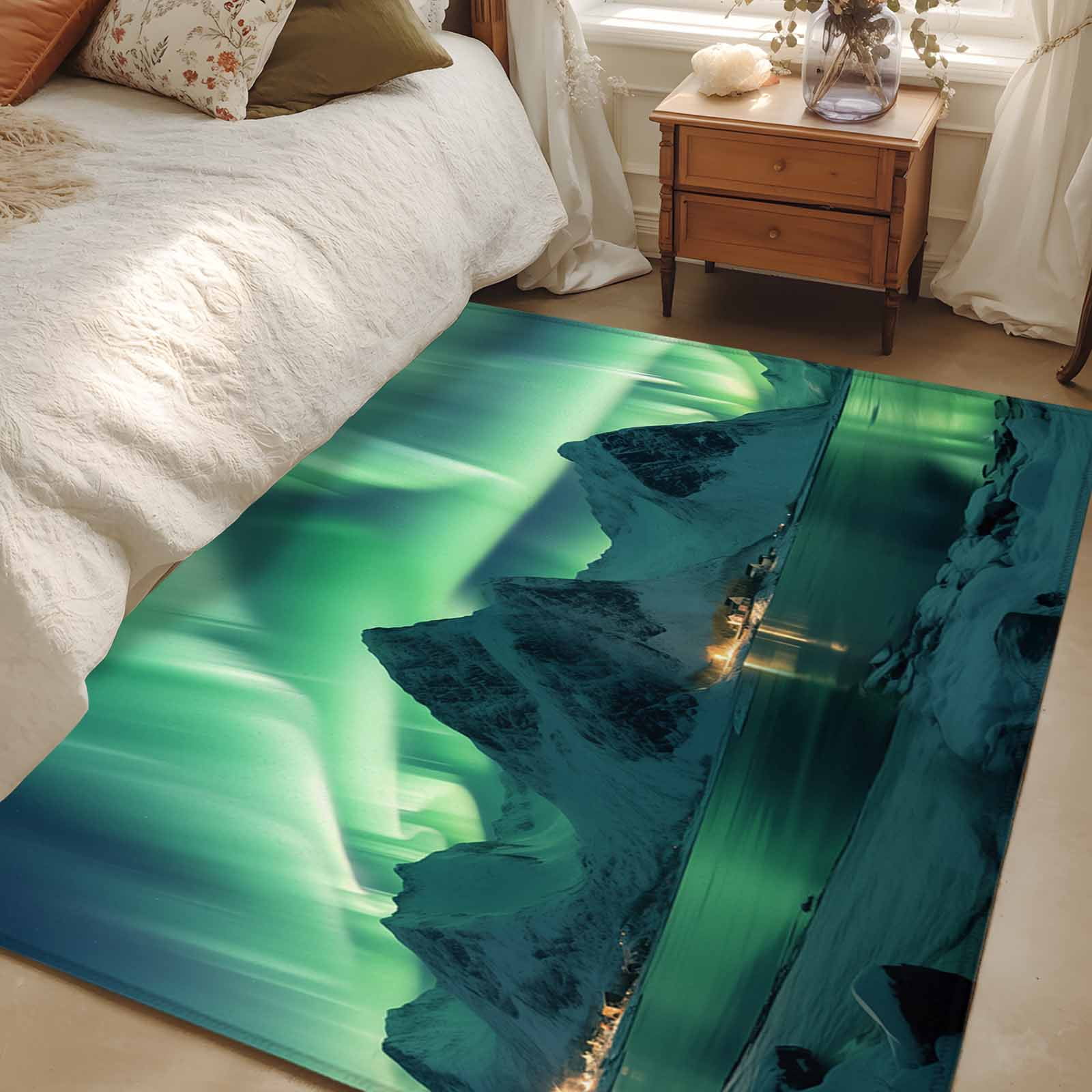 3x5Ft Area Rugs, Turquoise Non-Skid Rubber Backing Large Rectangle Rugs ...