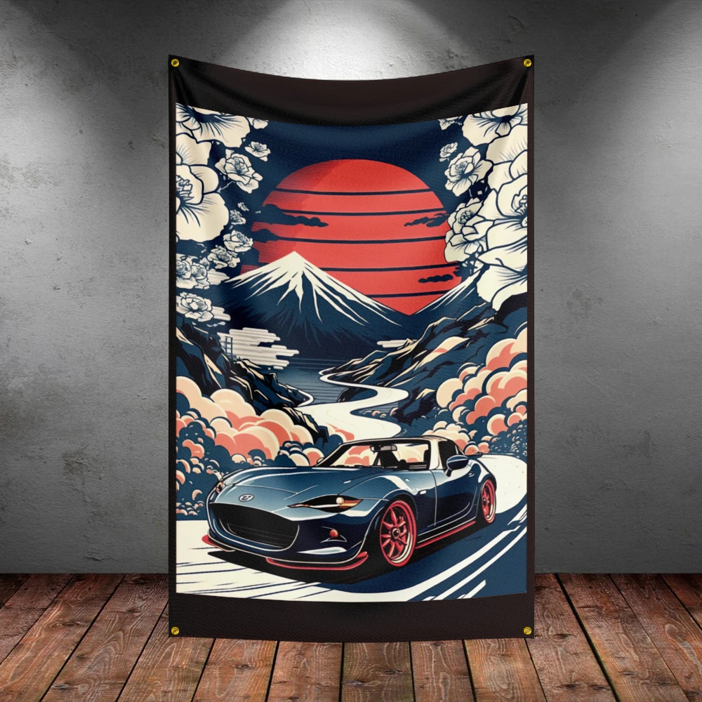 3x5Ft JDM Racing Car 4 Flag Polyester Digital Printing Tuning Cars ...