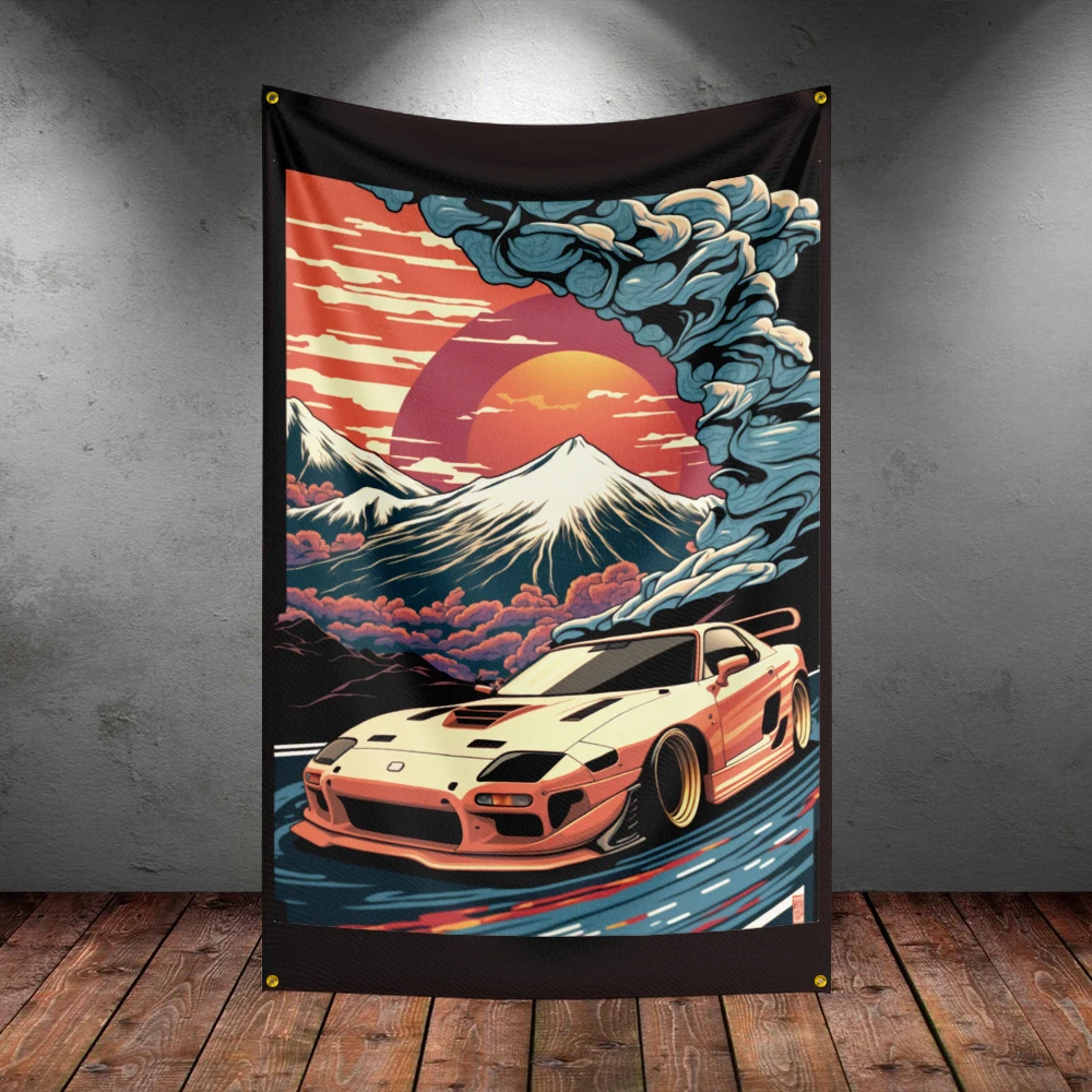 3x5Ft JDM Racing Car 4 Flag Polyester Digital Printing Tuning Cars ...
