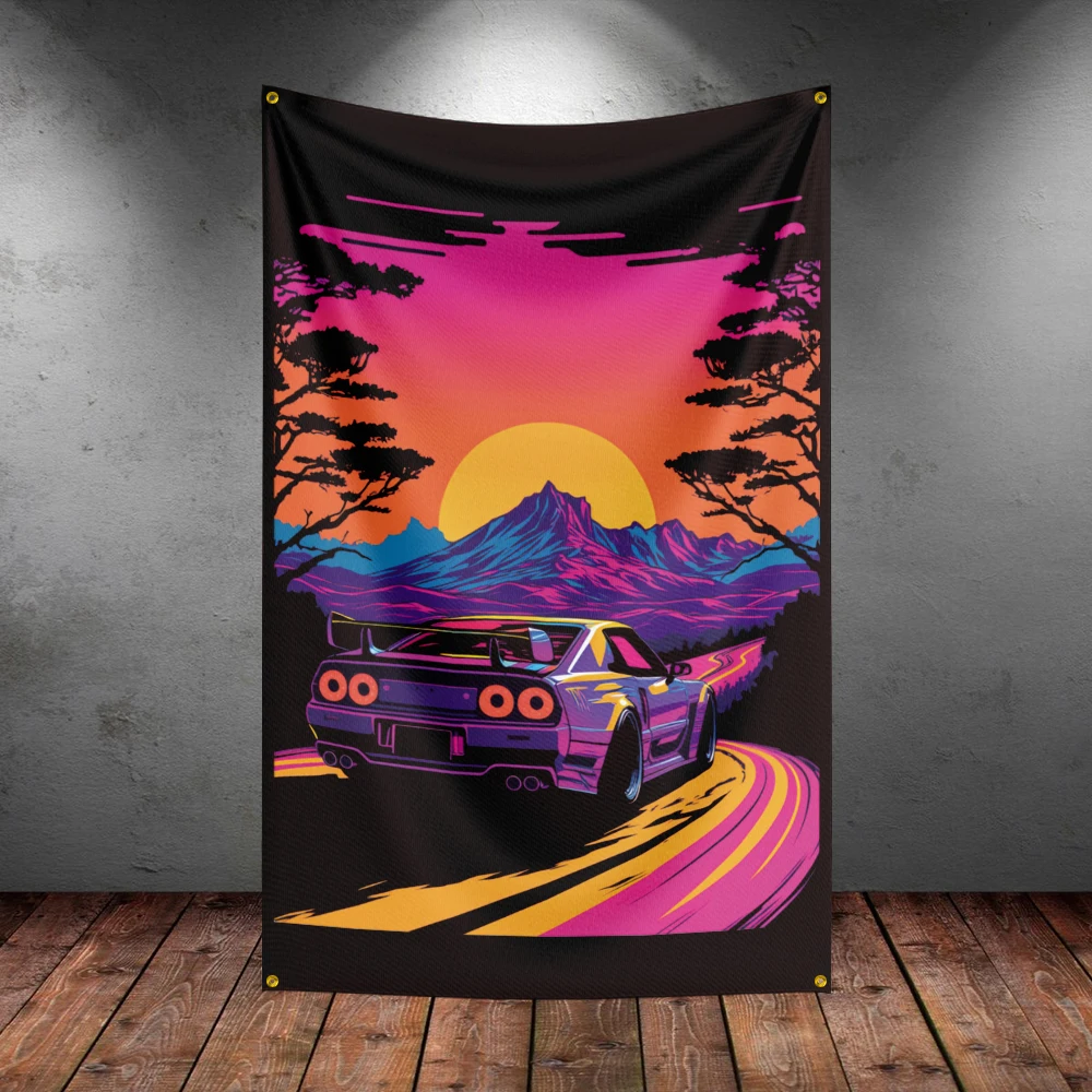3x5Ft JDM Racing Car 4 Flag Polyester Digital Printing Tuning Cars ...