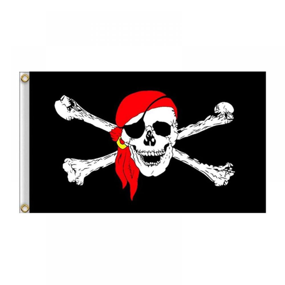 3x5ft Pirate Flag,Skull and Crossbones Jolly Roger Flag With Red ...