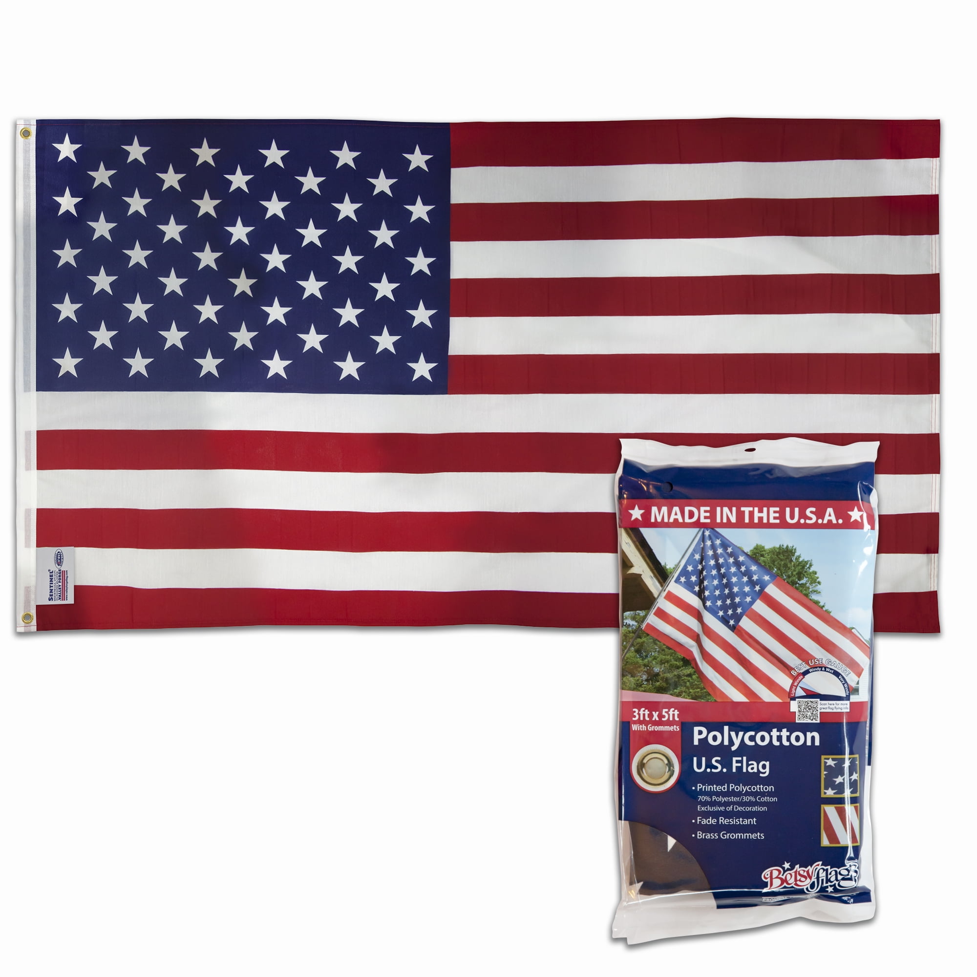 3x5ft Printed Polycotton Betsy Flags American Flag, Grommeted - Walmart.com