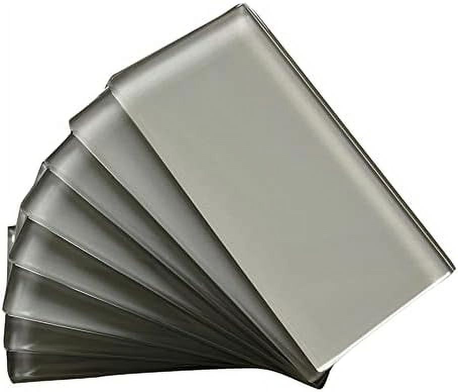 3x6 Cool Gray Color Wave Glass Tile - CW04 Silver Mink Subway ...