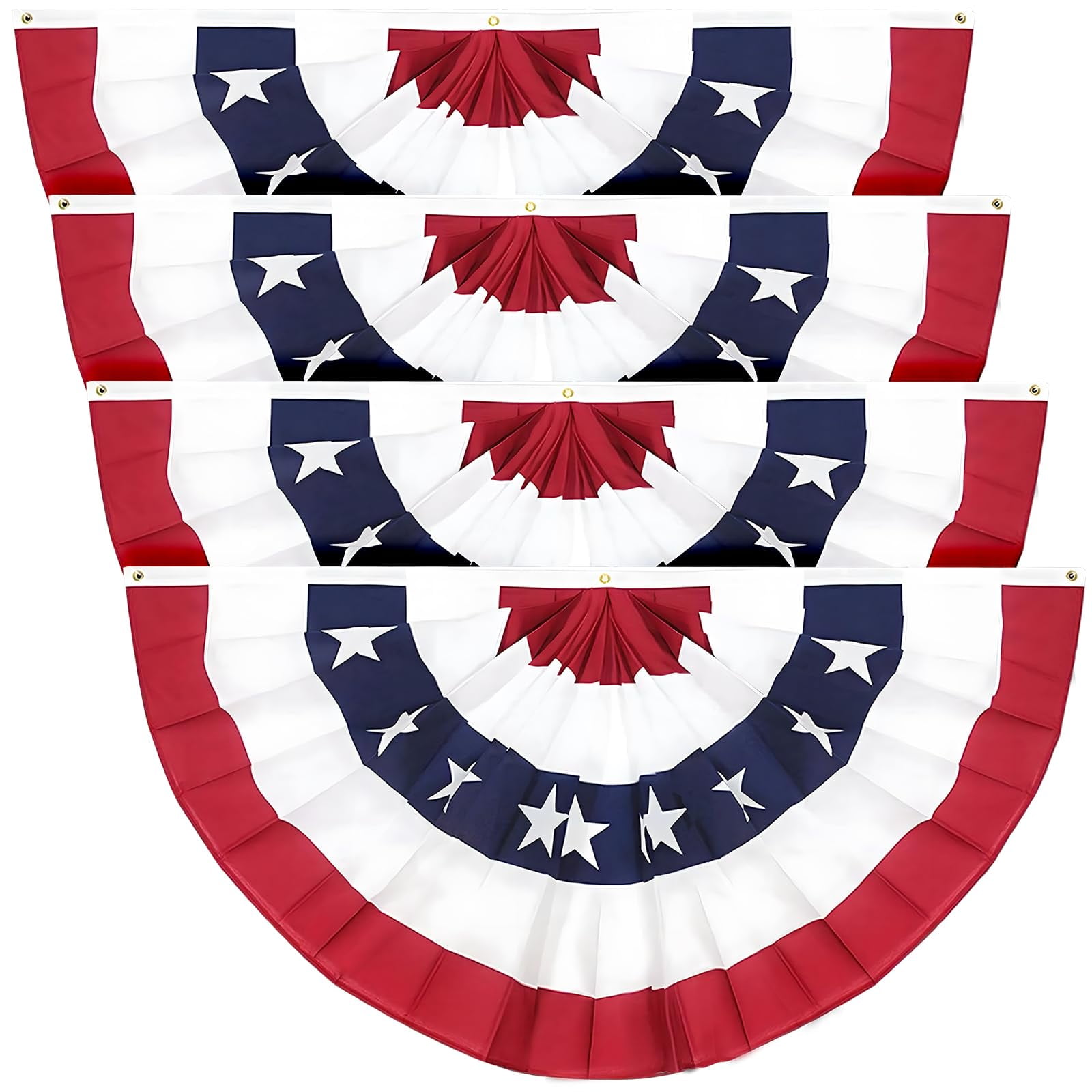 3x6 FT American Bunting Flags Outdoor, 4th of July Pleated Large Fan ...