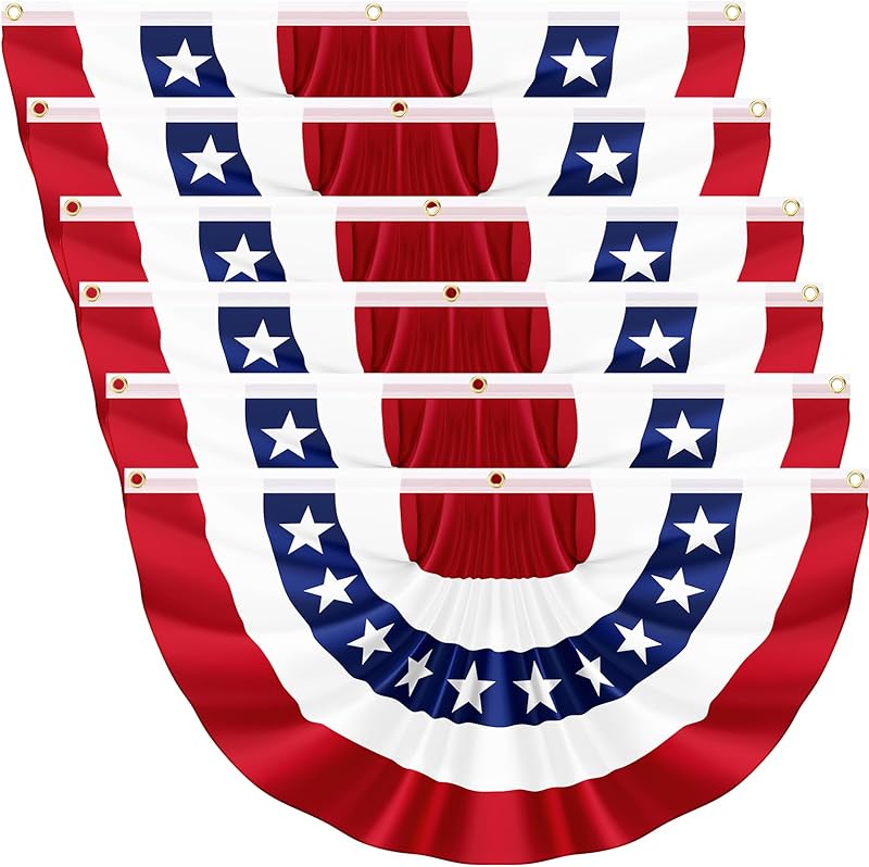 3x6 FT American Pleated Fan Flag, USA Patriotic Half Fan Bunting Flag ...
