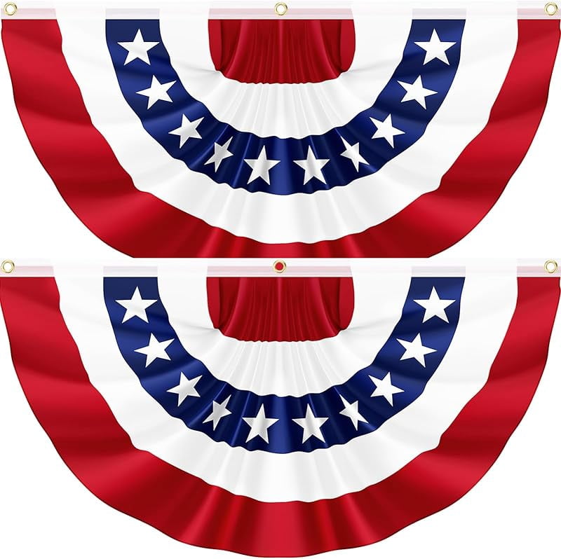 3x6 FT American Pleated Fan Flag, USA Patriotic Half Fan Bunting Flag ...