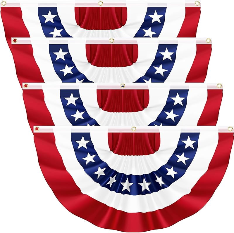 3x6 FT American Pleated Fan Flag, USA Patriotic Half Fan Bunting Flag ...