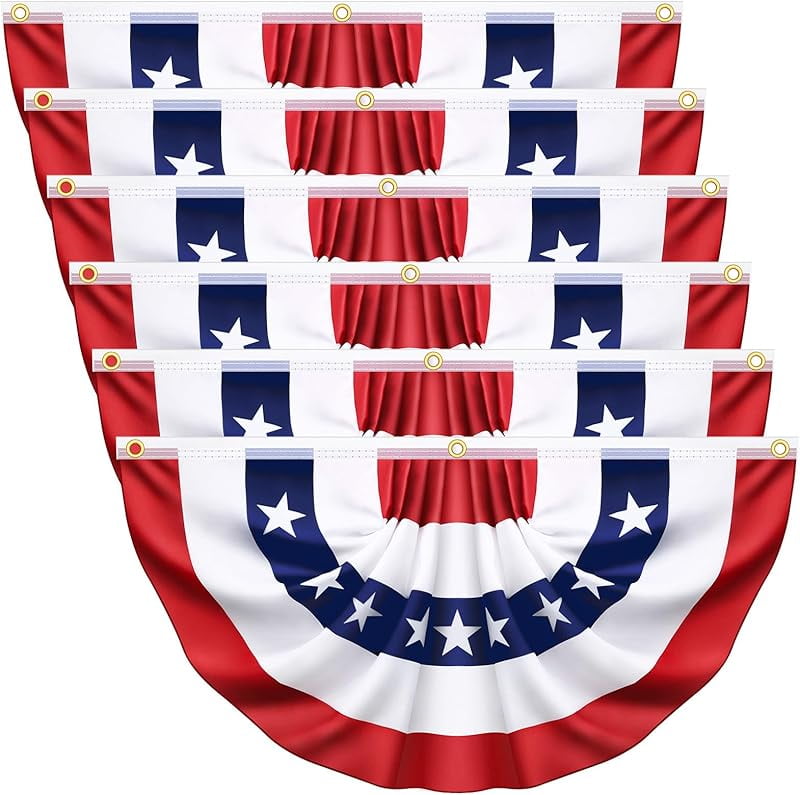 3x6 Ft 3 Pack American Pleated Fan Flag, Patriotic Half Fan Banner ...
